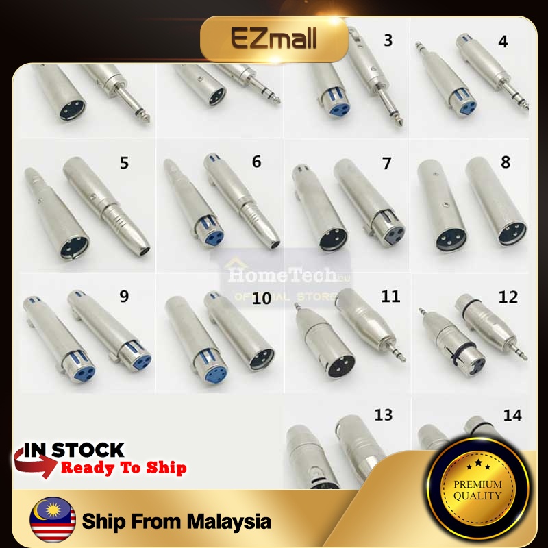 XLR Canon Plug Female Head Microphone Plugs Socket to 6.35mm Male 3.5mm ...