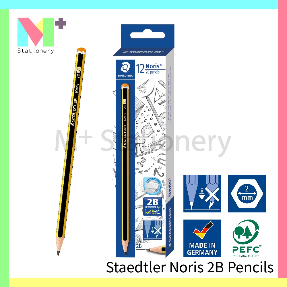 Staedtler Noris 2B Exam Pencils / Exam Grade 2B Pencil / Pensel 2B (12 ...