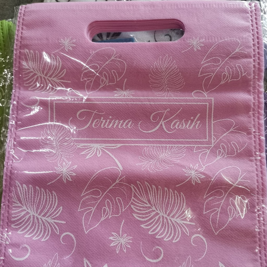 100pcs Beg Kain Beg Goodies Non-Woven Bag Corak Daun Monstera Beg ...