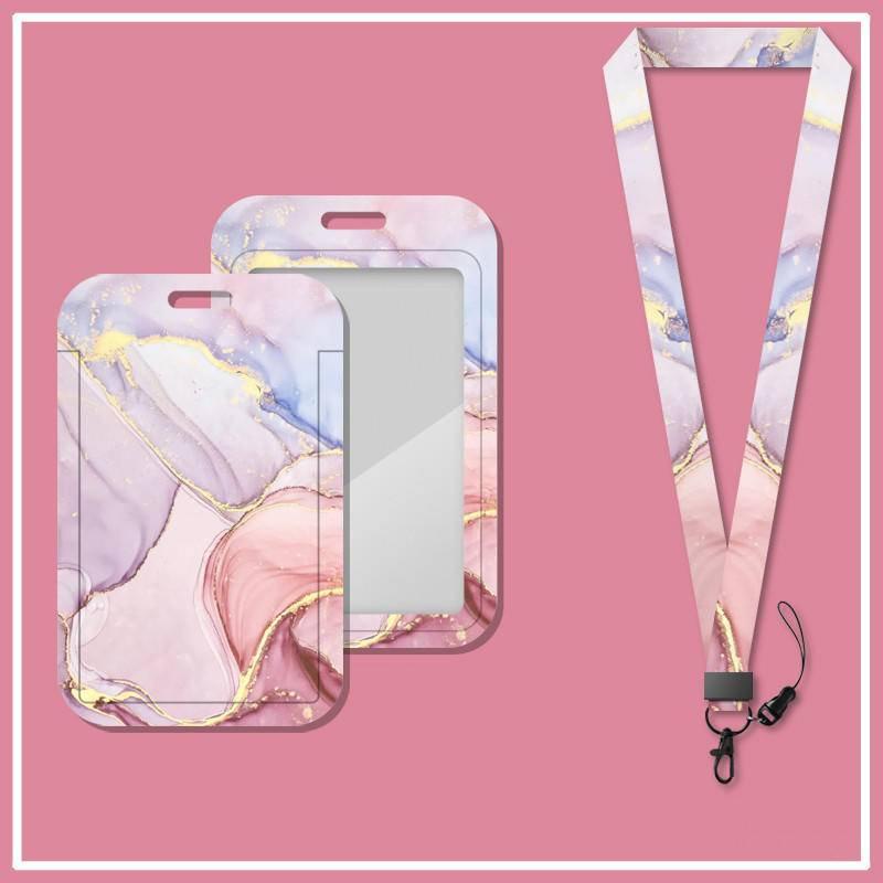 Marble texture card case student name card holder protective cover ...