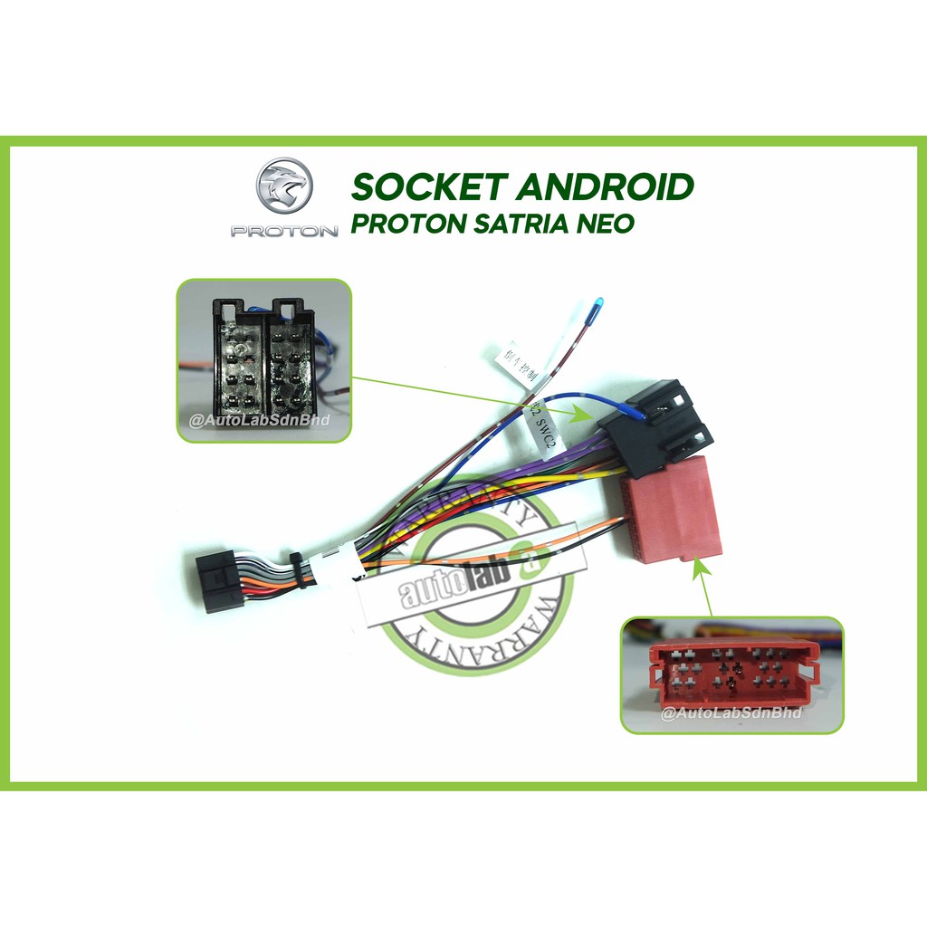 Car Stereo Power Harness Socket Proton Satria Neo For Android Player 9 ...