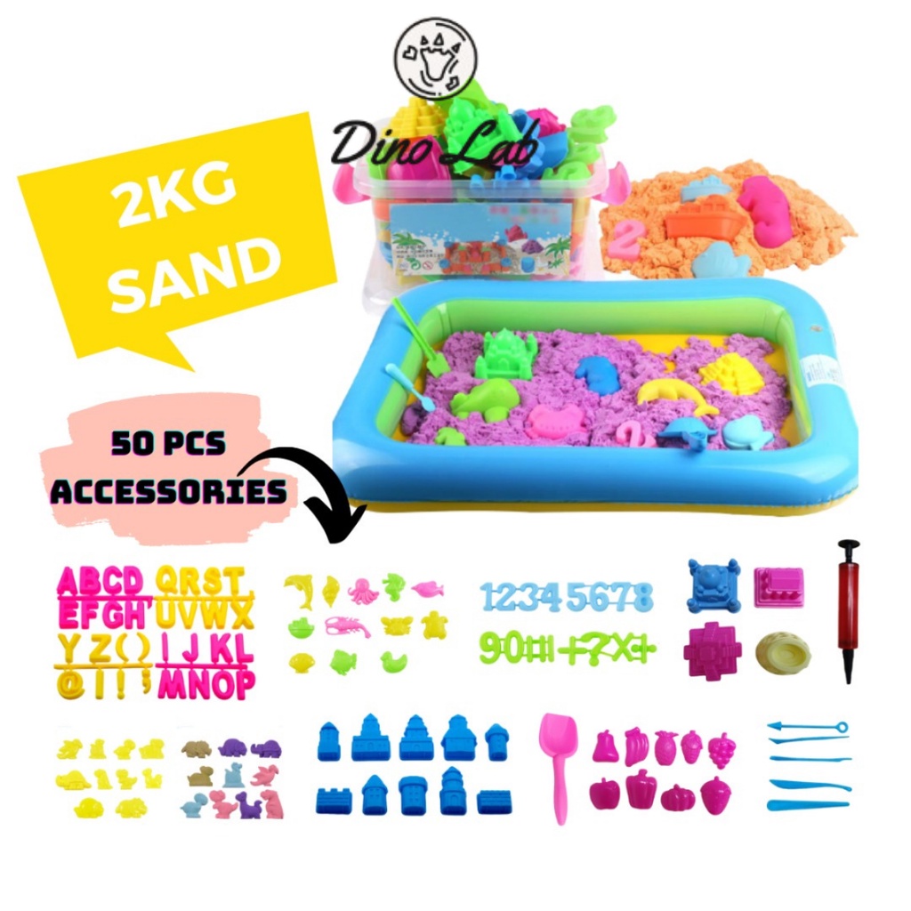 HOT ITEM 50PCS 2kg SAND Dynamic Eco Space Sand Castle Play Set Tools ...
