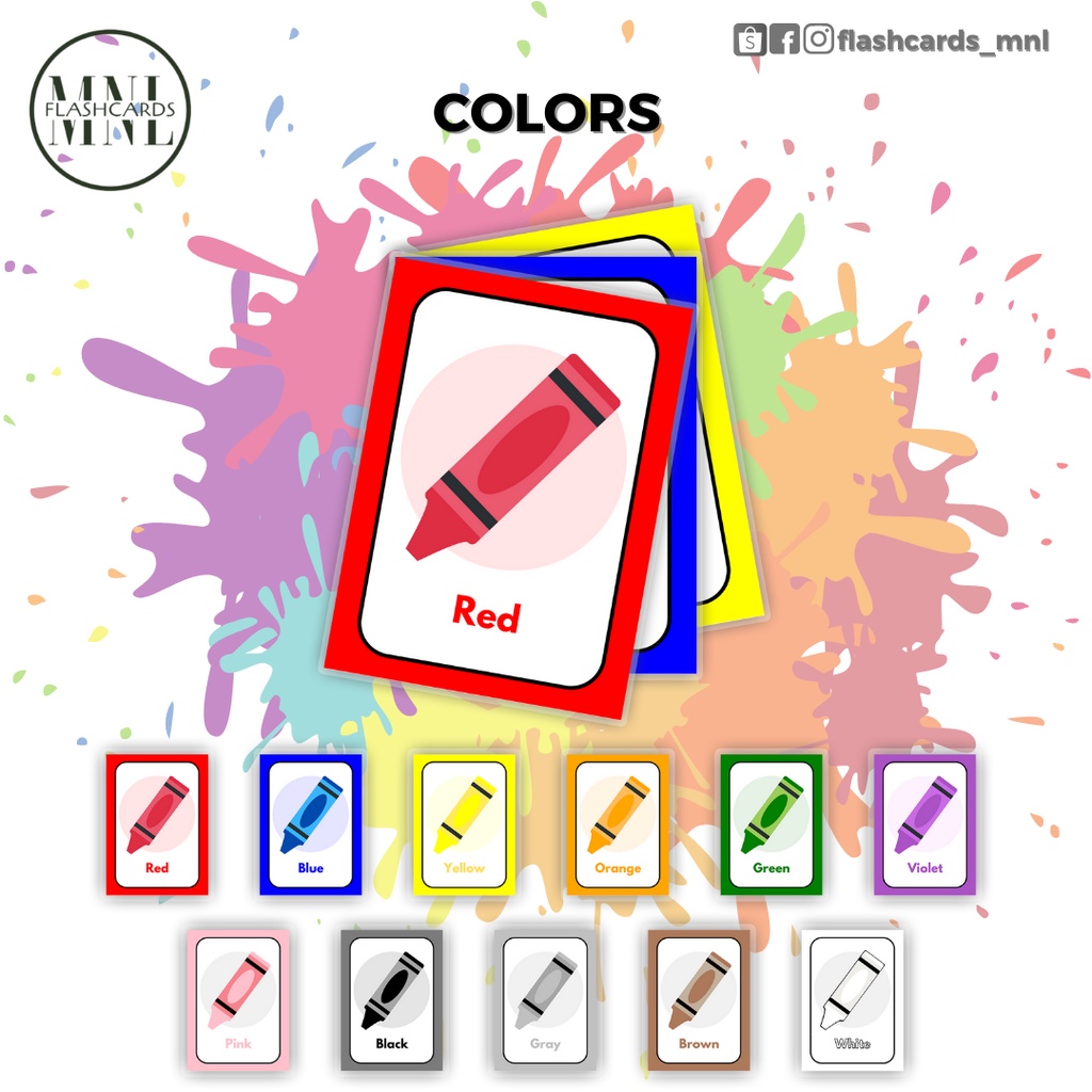 COLORS FULLY LAMINATED EDUCATIONAL FLASHCARDS WITH OR WITHOUT RING BIND ...