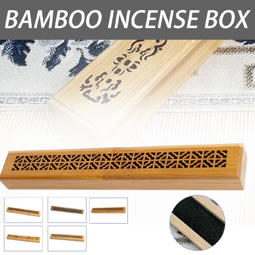 Athena1234 Wooden Bamboo Incense Stick Holder Grace Insence Box Burner ...