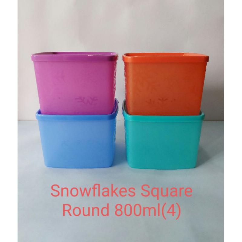 TUPPERWARE Snowflake Medium Square Round 800ml(2 or 4 Pcs) | Shopee ...