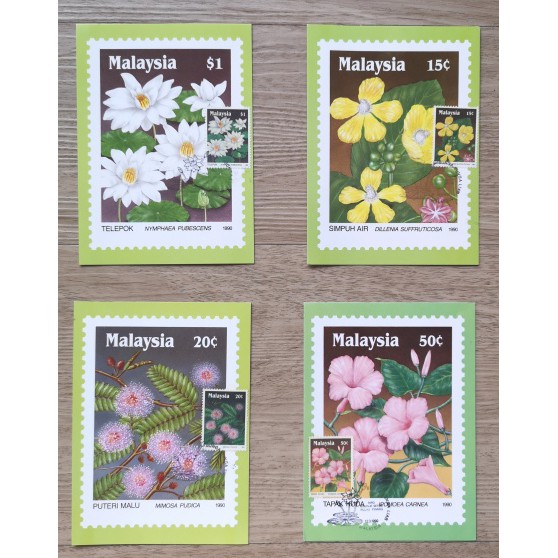 1990 MY Kad Setem Bunga-bunga Liar Malaysia / Stamp Card Wild Flowers ...