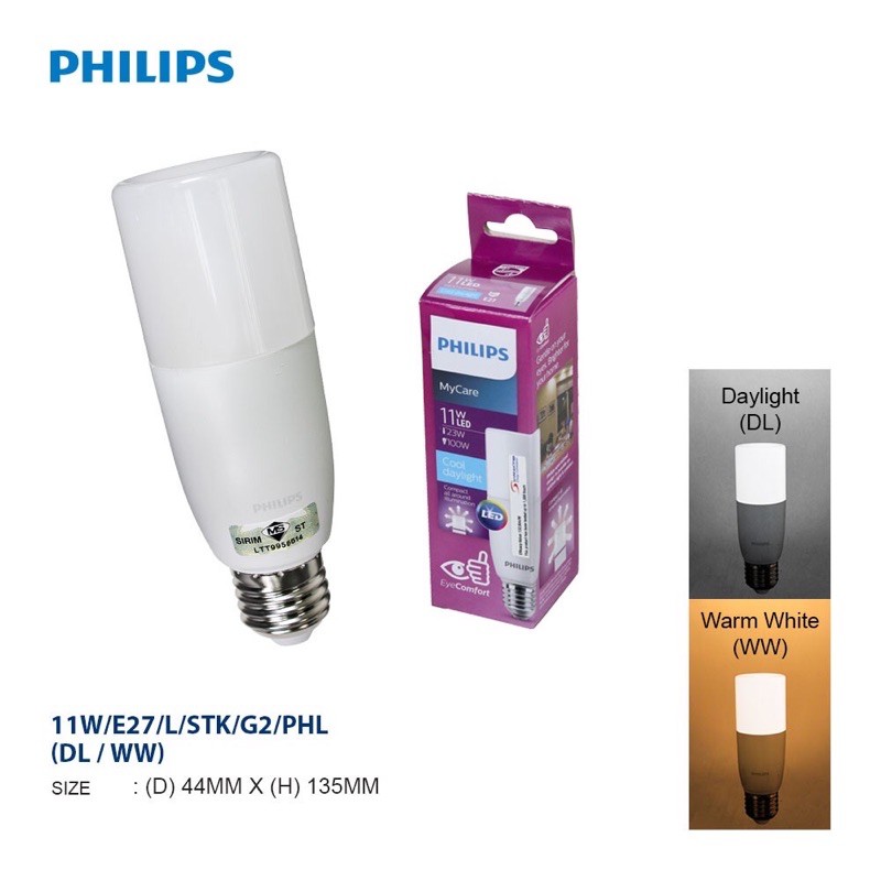 PHILIPS E27/E14~5.5W/7.5W/9.5W/11W LED STICK BULB | Shopee Malaysia