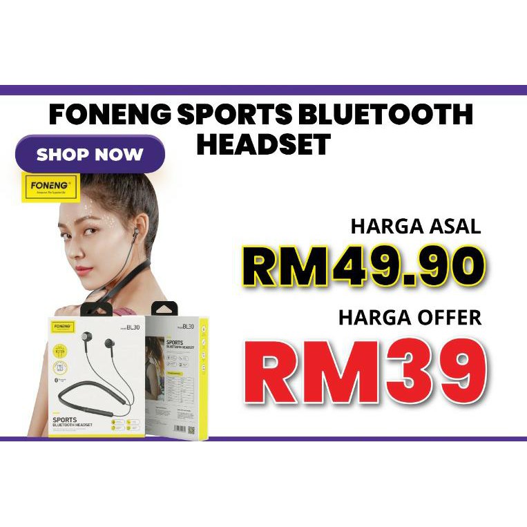 FONENG Sports Bluetooth Headset Model BL30 | Shopee Malaysia
