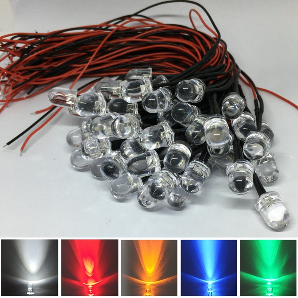 10pcs 3mm 5mm 10mm 5-12V LED Pre-wired General-purpose Light-emitting ...