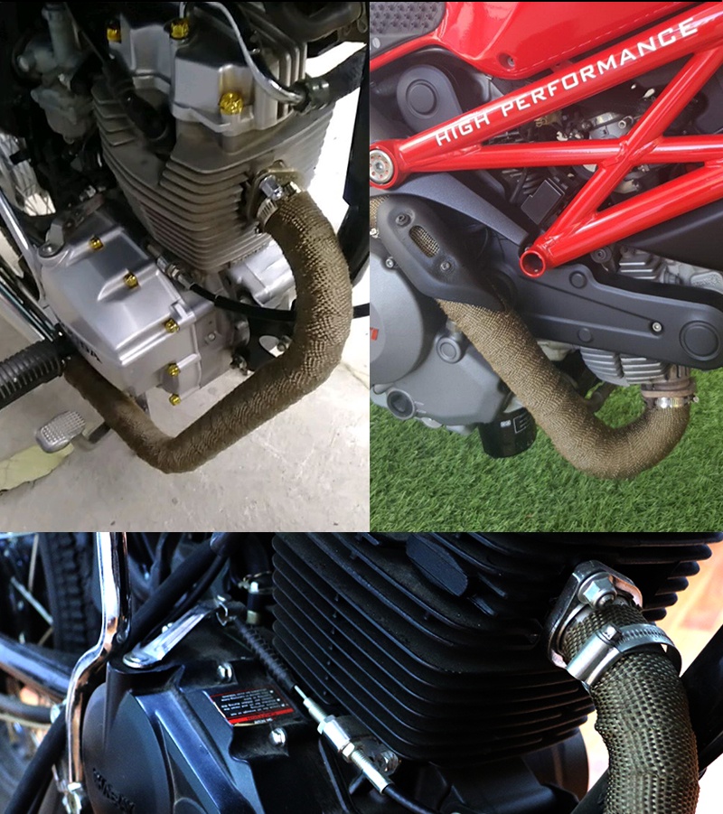 Titanium Temp Exhaust Pipe Heat Wrap Resistant Downpipe Car Motorcycle ...