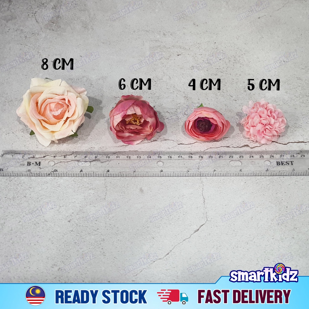 [1pcs] 4cm Rose Heads Artificial Flowers for Crafts| Kepala Bunga Ros ...