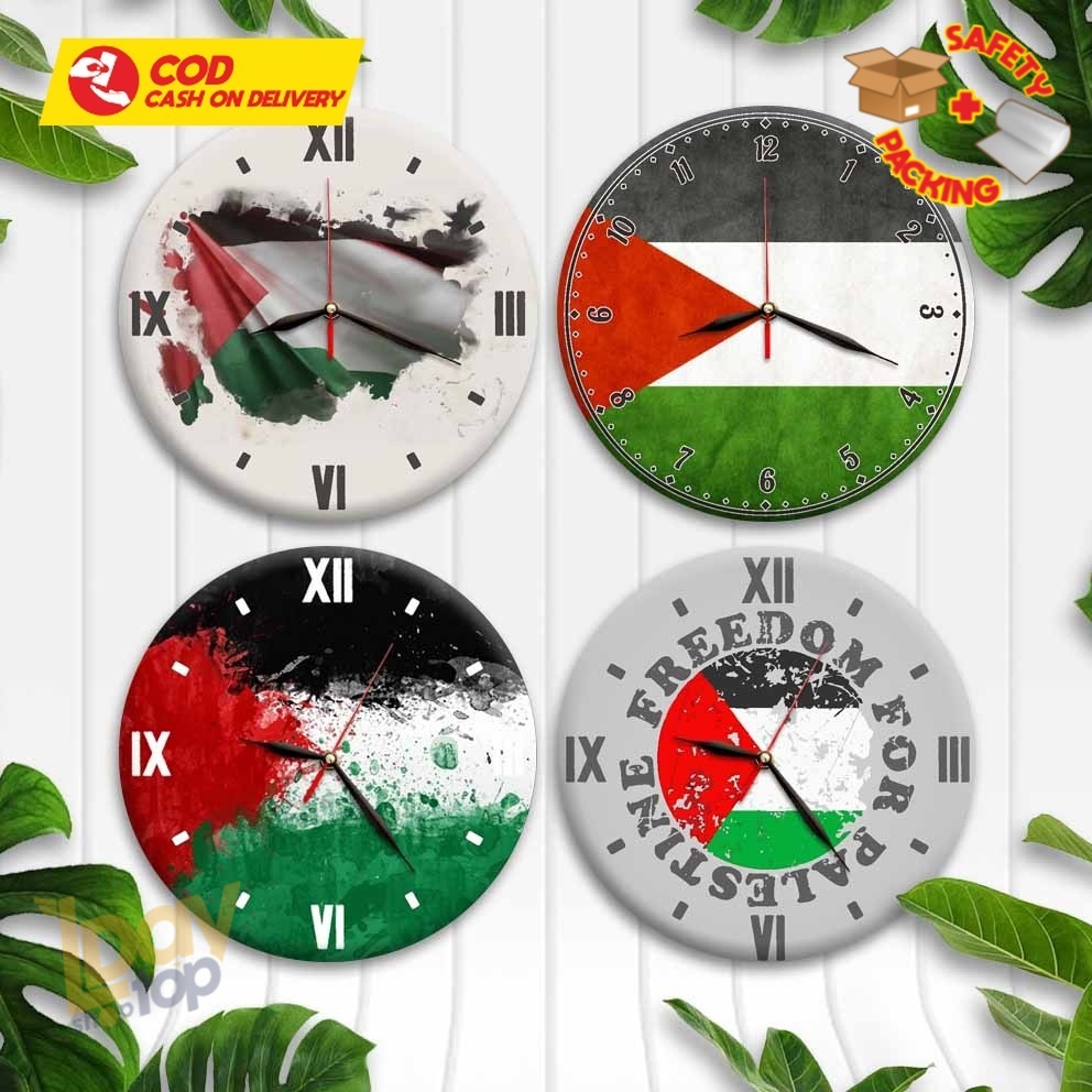 KAYU Palestine Flag MDF Wooden Wall Clock Palestine Flag Series (Sweep ...