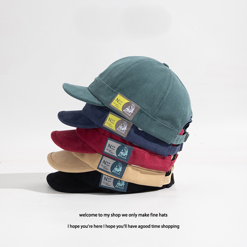 Japanese bull label short-brimmed peaked cap women summer wild student ...