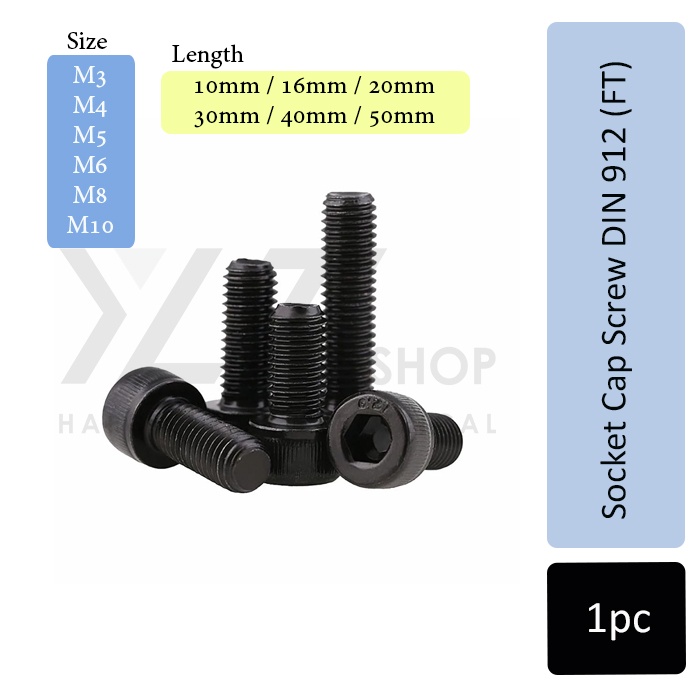 Socket Cap Screw DIN 912 (FT) / Allen Key HEX Drive Head Bolt (M3/M4/M5/M6/M8/M10) | Shopee Malaysia