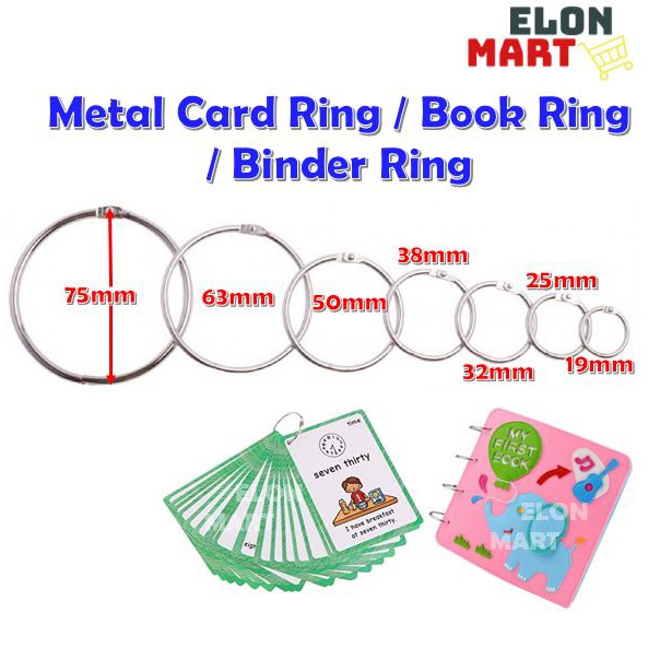Metal Book Ring / Card Ring / Binder Ring / Key Ring / Cincin - 19mm ...