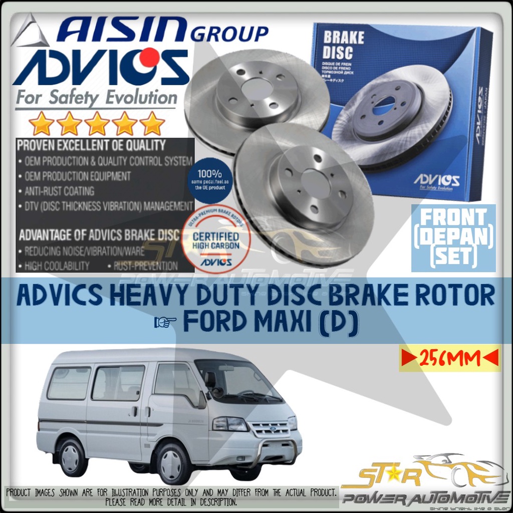 AISIN ADVICS Heavy Duty Ford Maxi (D) (256MM) Brake Disc Rotor Set ...