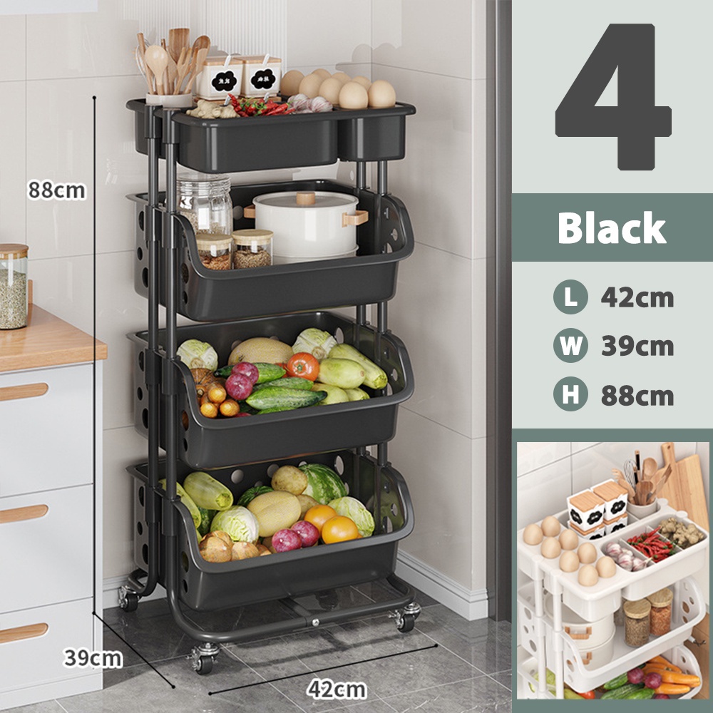 Kitchenut Kitchen Storage Trolley With Wheel Condiments Bottle/Fruits ...