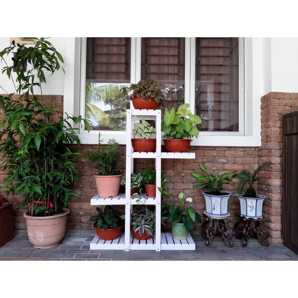PVC FLOWERS RACK (8SW, WHITE) GARDEN DECORAION PLANTS RACK | Shopee ...
