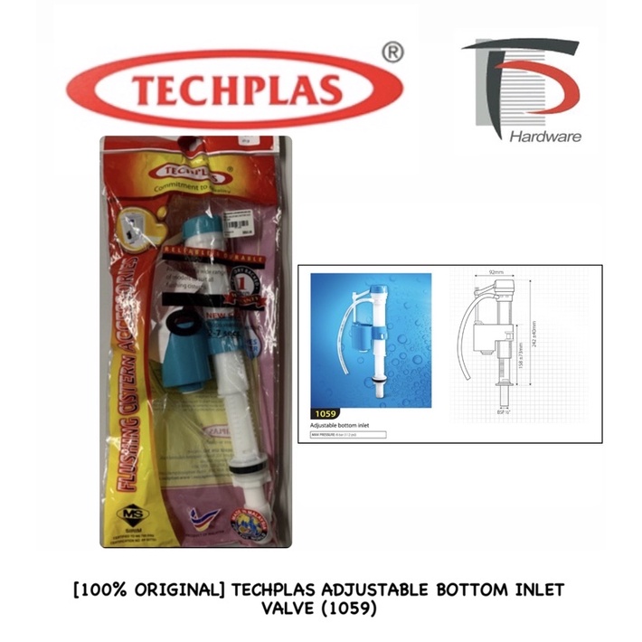 [100% ORIGINAL] TECHPLAS ADJUSTABLE BOTTOM INLET VALVE (1059) | Shopee ...