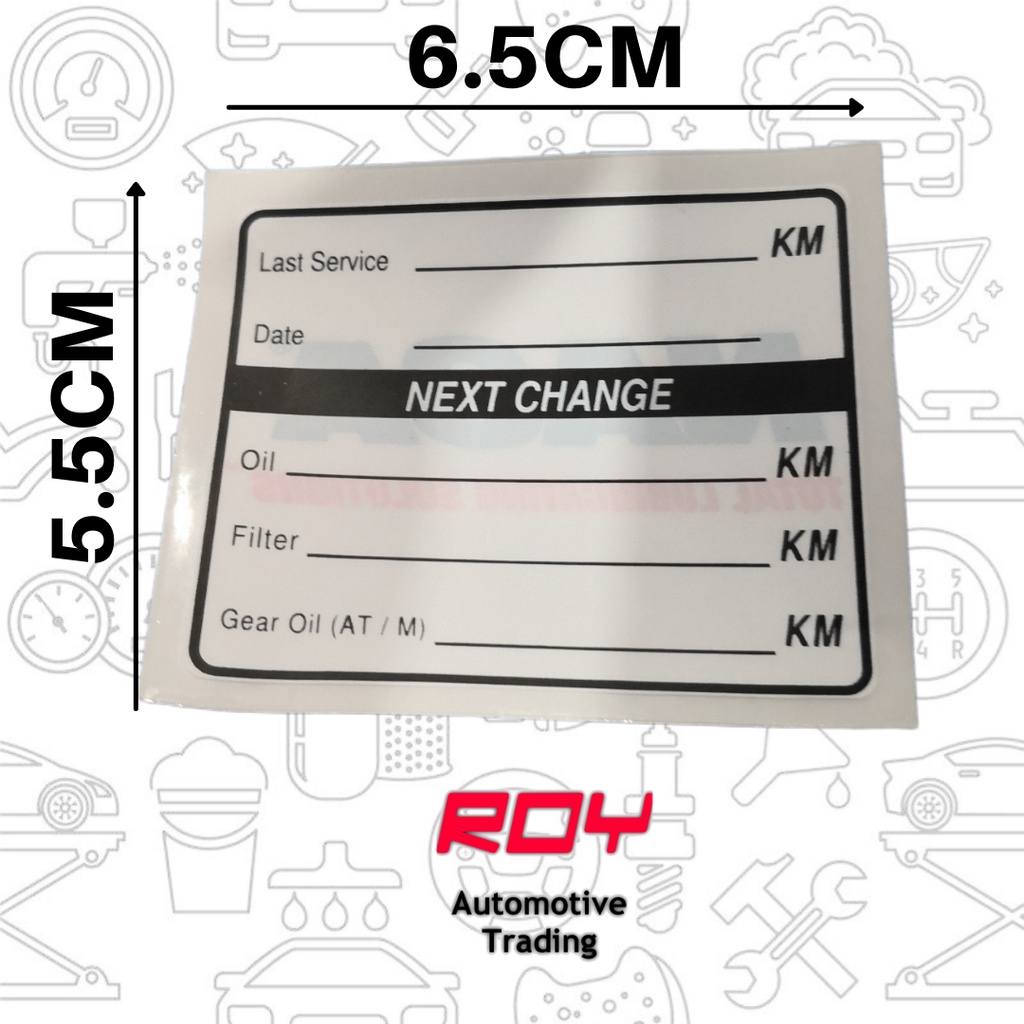 Mileage Sticker (Stiker) For Car Engine Oil Spark Plug Engine Air ...