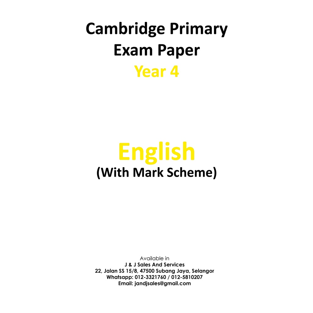 Cambridge Primary Year 4 Exam Paper 『English』 | Shopee Malaysia