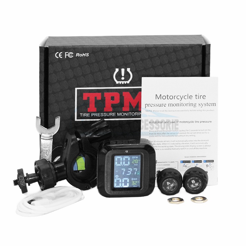 TPMS Motorcycle Tyre Pressure Monitoring System Alarm Motor Tire ...