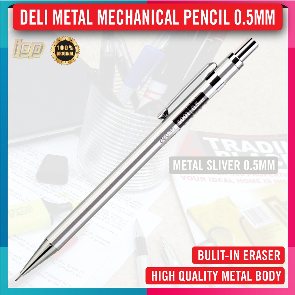Deli Metal Mechanical Pencil 0.5mm & 0.7mm / Pensil Tekan Besi (S001 ...