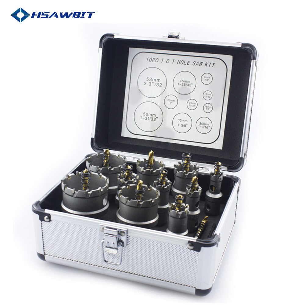 10PCS 16MM-53MM TCT Tungsten Carbide Tipped Hole Saw Cutter Drill Bit Set For Metal Working ...