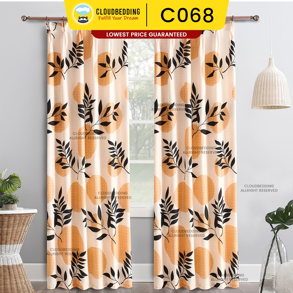 Premium Hook Type Modern Langsir Curtain Semi Blackout Langsir Pintu ...