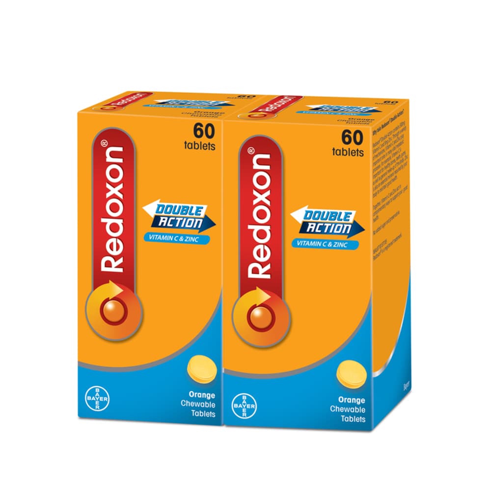 Redoxon Double Action Vitamin C & Zinc Chewable Tablets Orange 2X60’S ...