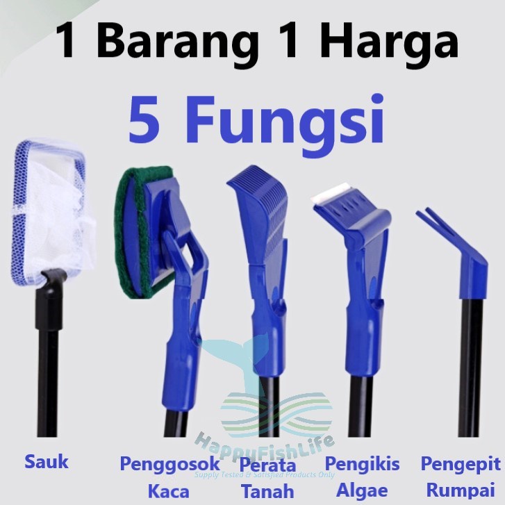 5 in 1 Aquarium Cleaning Kit Fish Tank Brush Gravel Algae Cleaner Fish ...