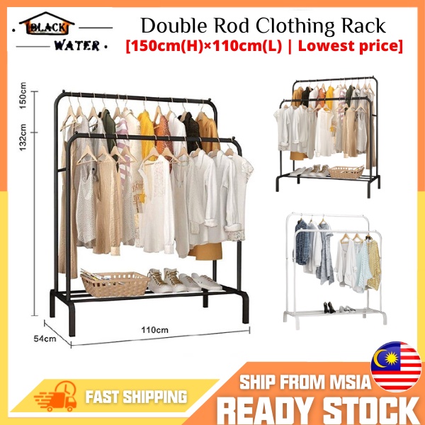 𝗣𝗥𝗢𝗠𝗢𝗦𝗜‼️ Double Tiang Struktur Baja Kuat Rak / Dobi Kain Pakaian Rack ...