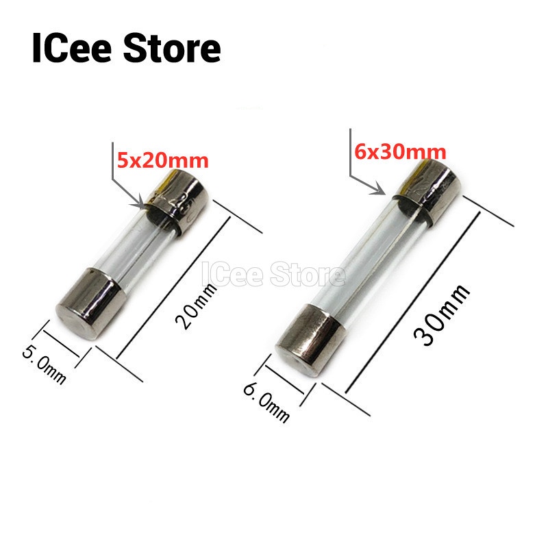 10Pcs Fast Quick Blow Glass Fuse Tube 5*20mm 6*30mm 250V 0.1A 0.2A 0.5A ...