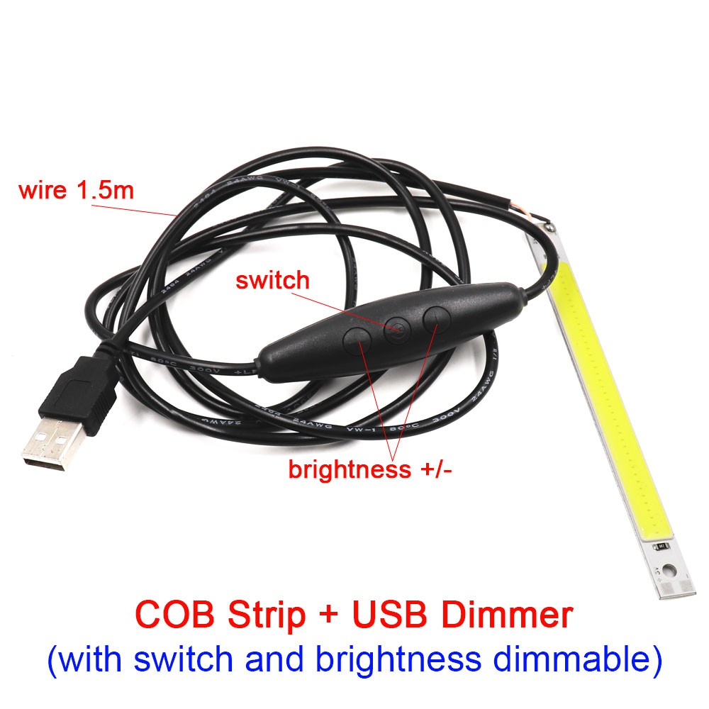 120x10mm Battery USB Powered COB LED Strip Light 3V 3.7V 5V LED Bulb 5W ...