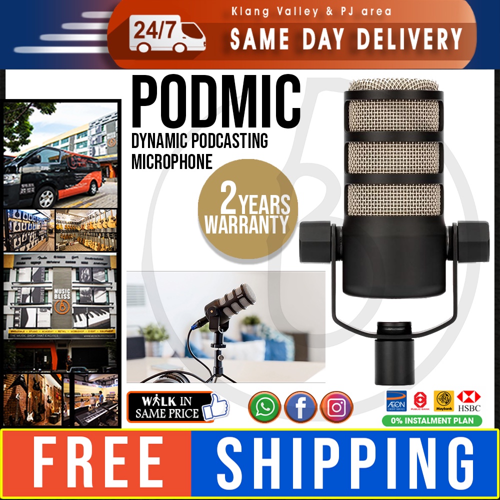 Rode PodMic Dynamic Broadcast Microphone [2 Years Warranty] | Shopee ...