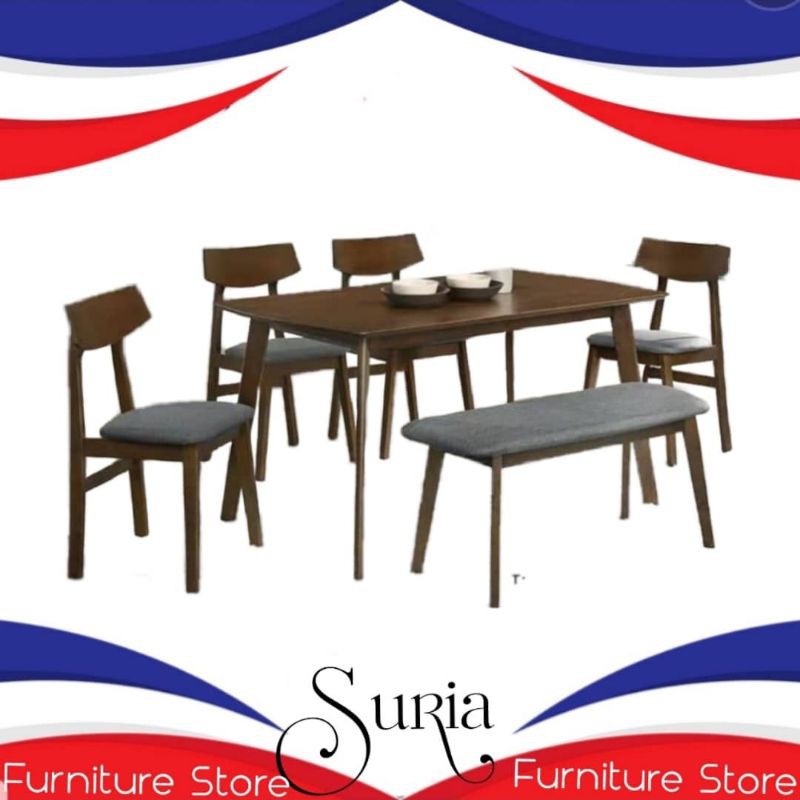Dining Set 1+4+Bench Chair/ 1+6 / DINING TABLE / DINING CHAIR | Shopee ...