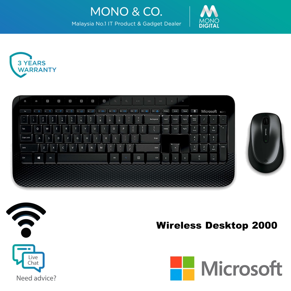 Microsoft Wireless Desktop 2000 Keyboard Mouse Combo with BlueTrack ...