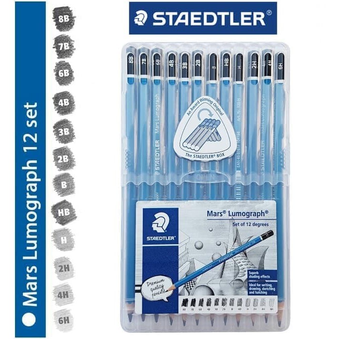 Staedtler Mars Lumograph Drawing Pencil [set of 12 degrees] | Shopee Malaysia