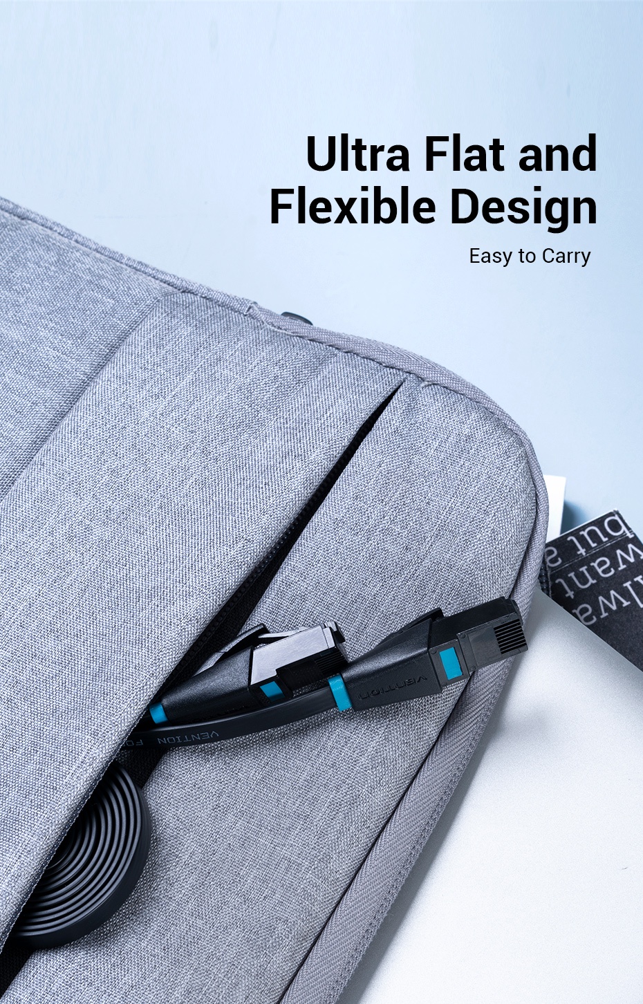 Vention Cat6 Ethernet Cable Flat High Speed Gigabit RJ45 Network LAN ...