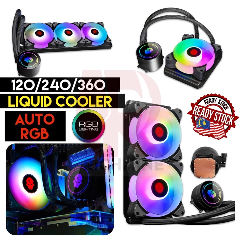 {ReadyStock} CPU Liquid Cooler 120 240 360 RGB Light UFO Intel AMD ...