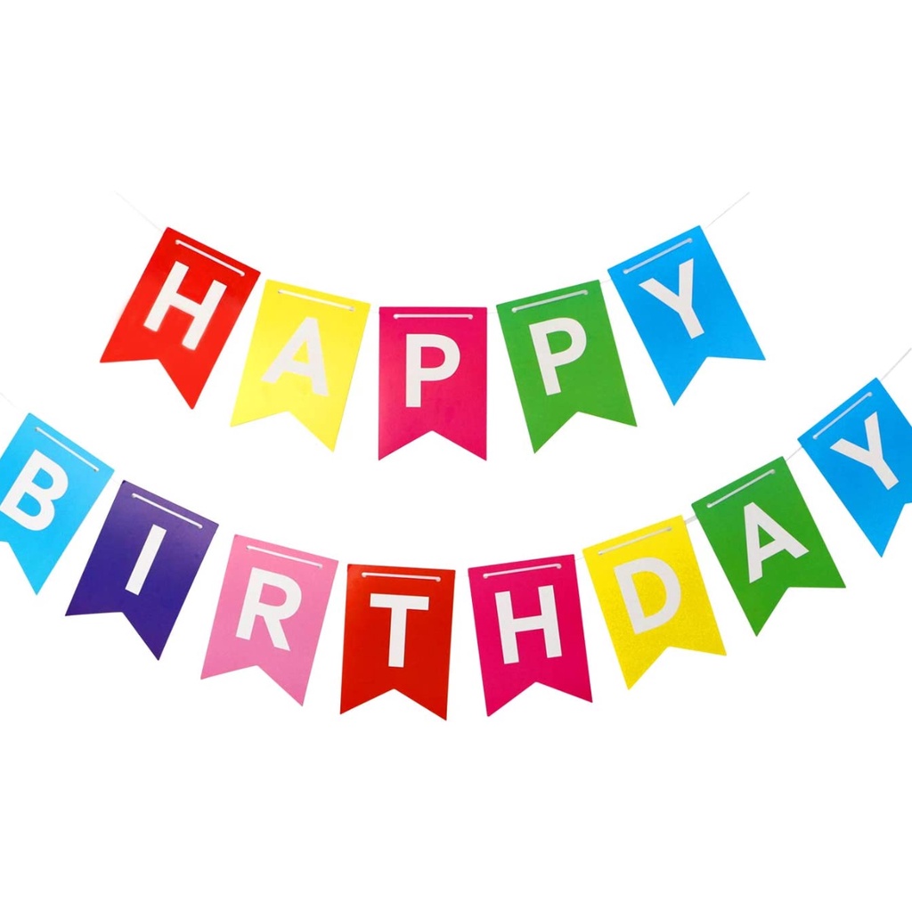 Novelty Place Rainbow Happy Birthday Banner, Colorful Letter Birthday ...