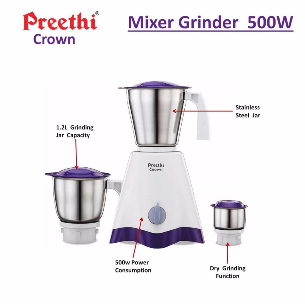 SHANAZ PREETHI CROWN 3 JAR MIXER GRINDER | Shopee Malaysia
