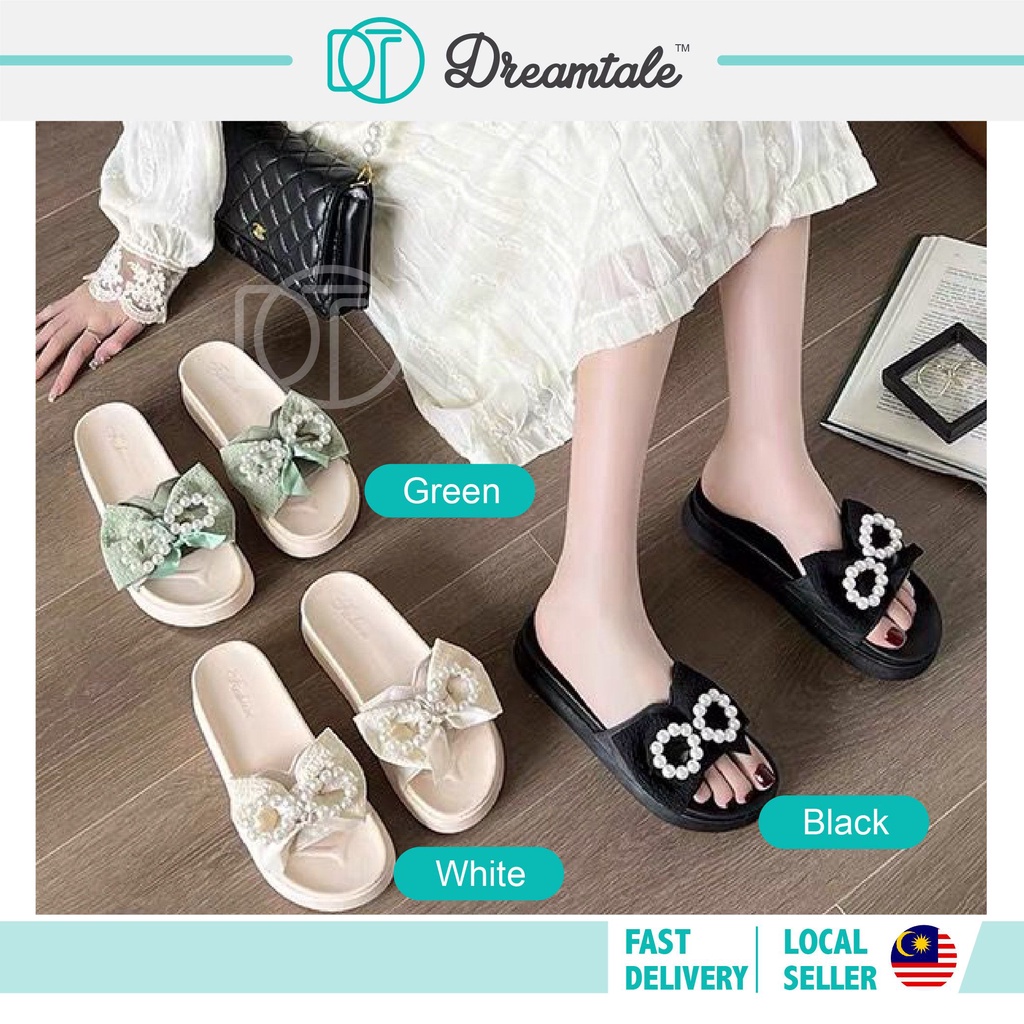 Dreamtale Ribbon Pearl Slipper Platform High Heel Slipper Casual Sandal ...