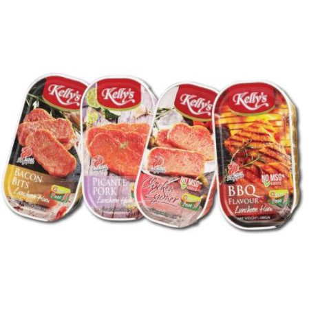 READY STOCK Kelly’s Pork Luncheon Ham 新加坡进口午餐肉 100g (Bacon Bits, BBQ ...