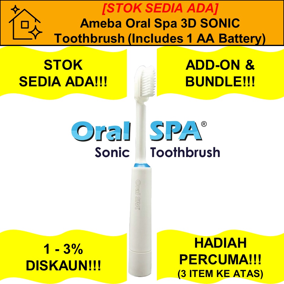 [𝗥𝗘𝗔𝗗𝗬 𝗦𝗧𝗢𝗖𝗞] Ameba Oral Spa 3D SONIC Toothbrush | Shopee Malaysia