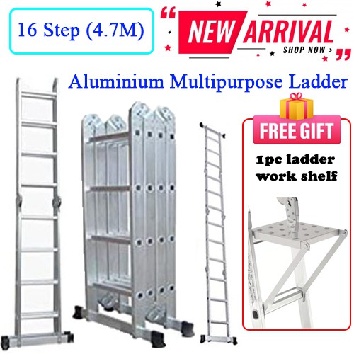 12 Step (3.7M) /16 Step (4.7M) Multipurpose Ladder Aluminium Ladder ...