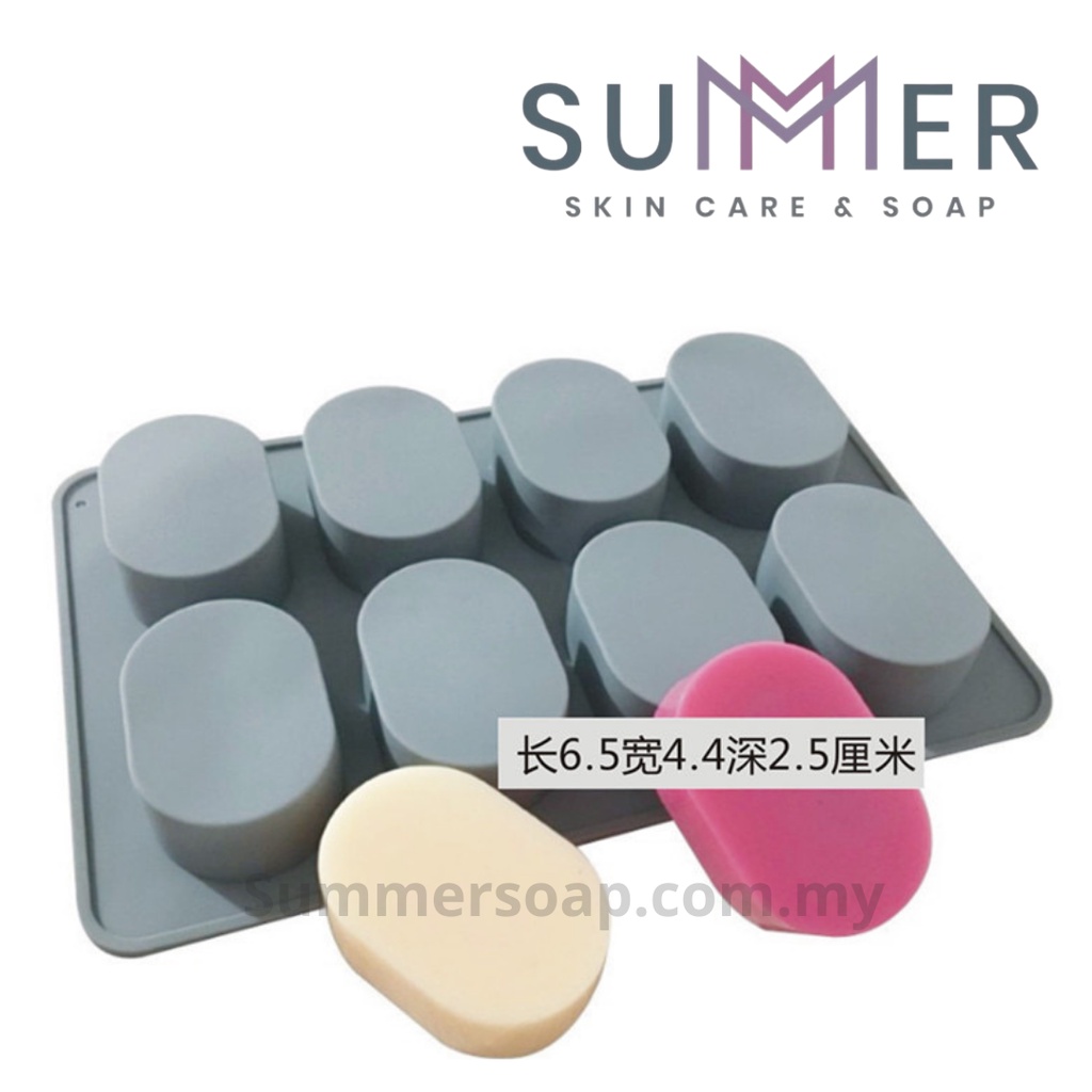 Summer Soap Oval Shape 8 Cavity Silicone Mold Handmade Soap Bar Jelly ...