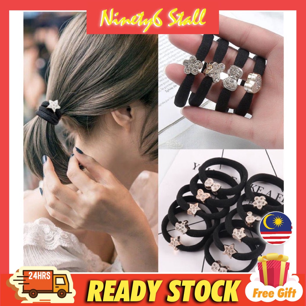 🔥READY STOCK🔥【10PCS】Korean Simple Woman Hair Rubber Band Elastic Getah ...
