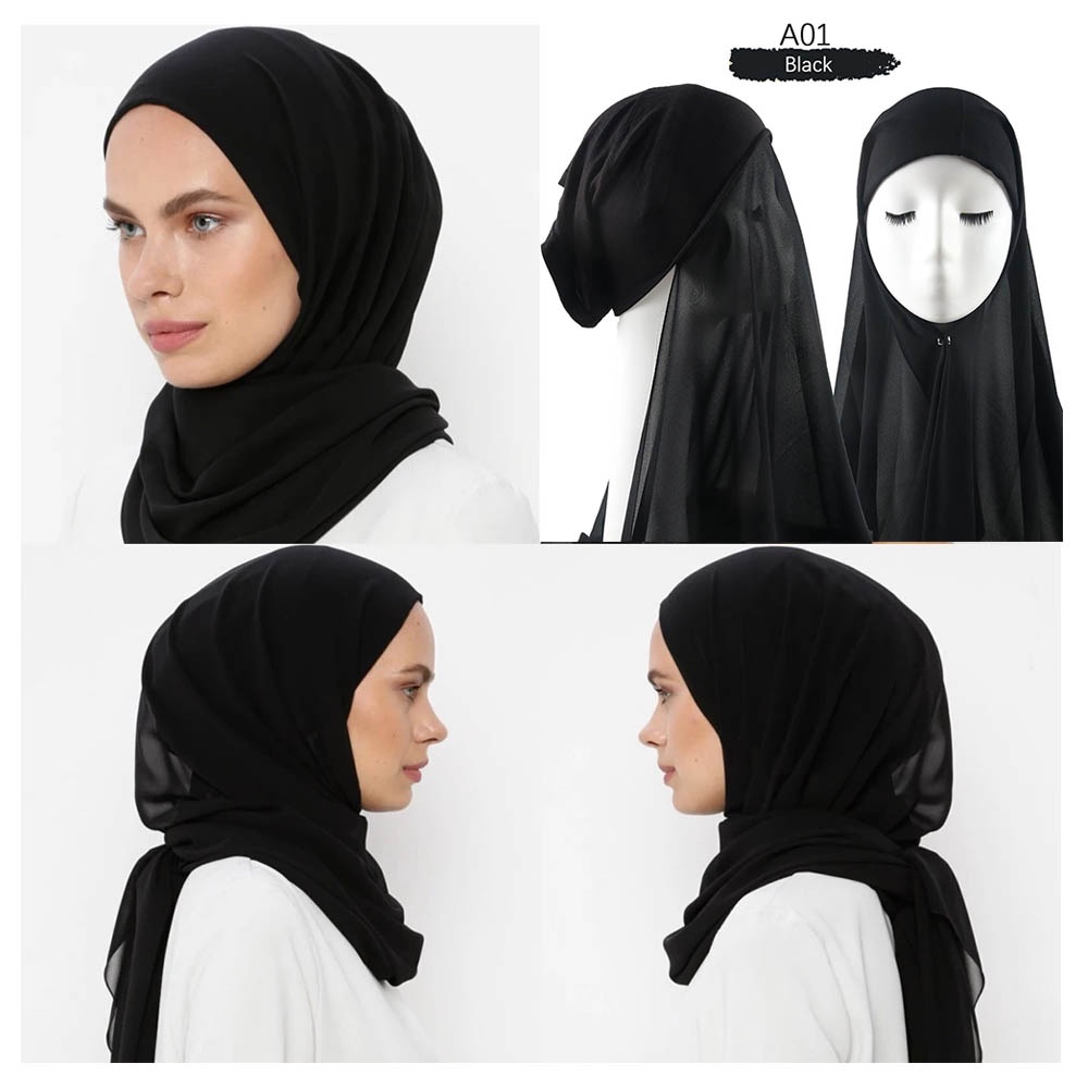 180X70CM Shawl Keknis Cotton Inner Cap Tudung Chiffon Needleless ...