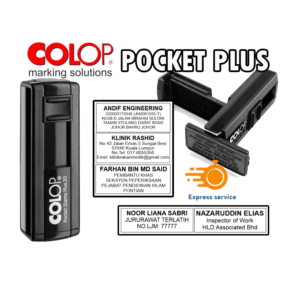 Rubber Stamp / Cop Colop Pocket Plus 20 & 30 / Self-Ink / Pocket Stamp ...